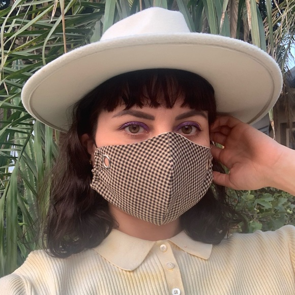 Accessories | New Brown Black Gingham Face Mask | Poshmark